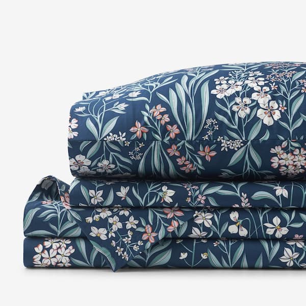 The Company Store Company Cotton Julienne 4-Piece Mini Floral Navy ...