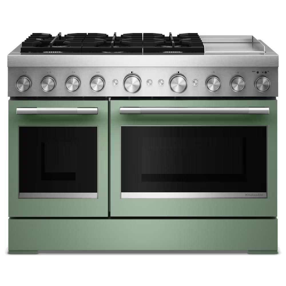 KitchenAid 48 in. 6 Burners Freestanding Double Oven Dual Fuel Range in ...