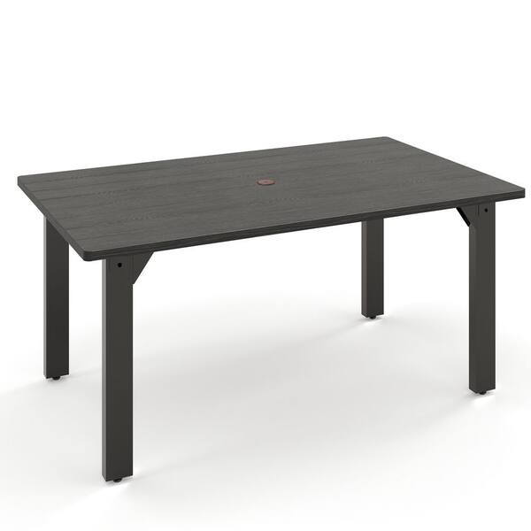 AURA OUTDOOR 60 in. Rectangular Metal Patio Outdoor Dining Table with ...