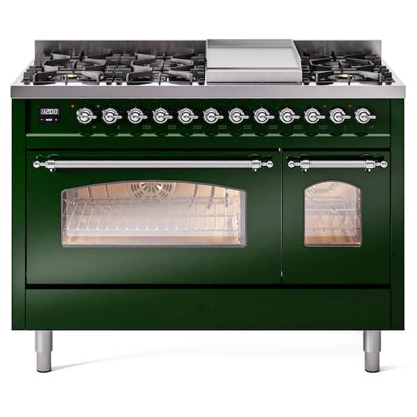 ILVE Nostalgie II 48 in. Dual Fuel Liquid Propane Range with 8-Burnerss ...