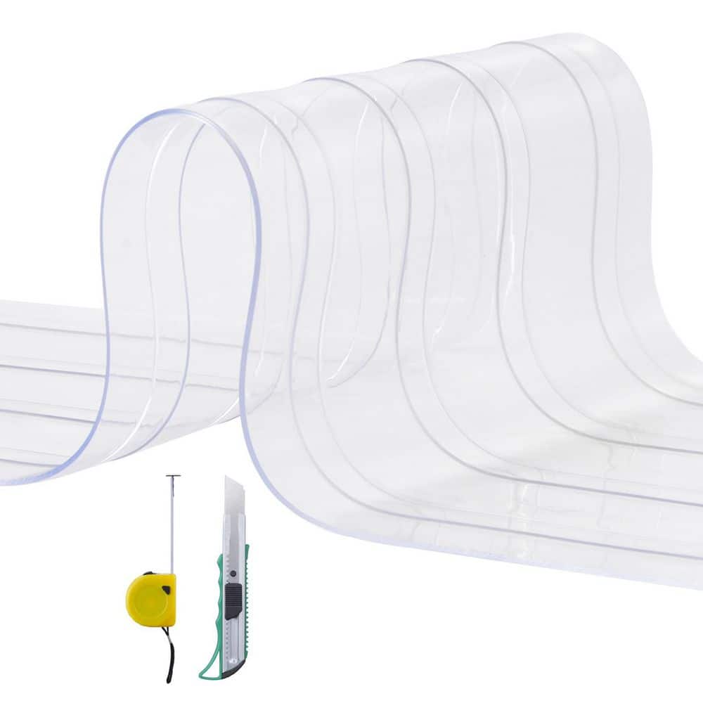 SKYSHALO Clear PVC Strip Curtain, 1800 in. Roll, 8 in. W x 0.08 in ...