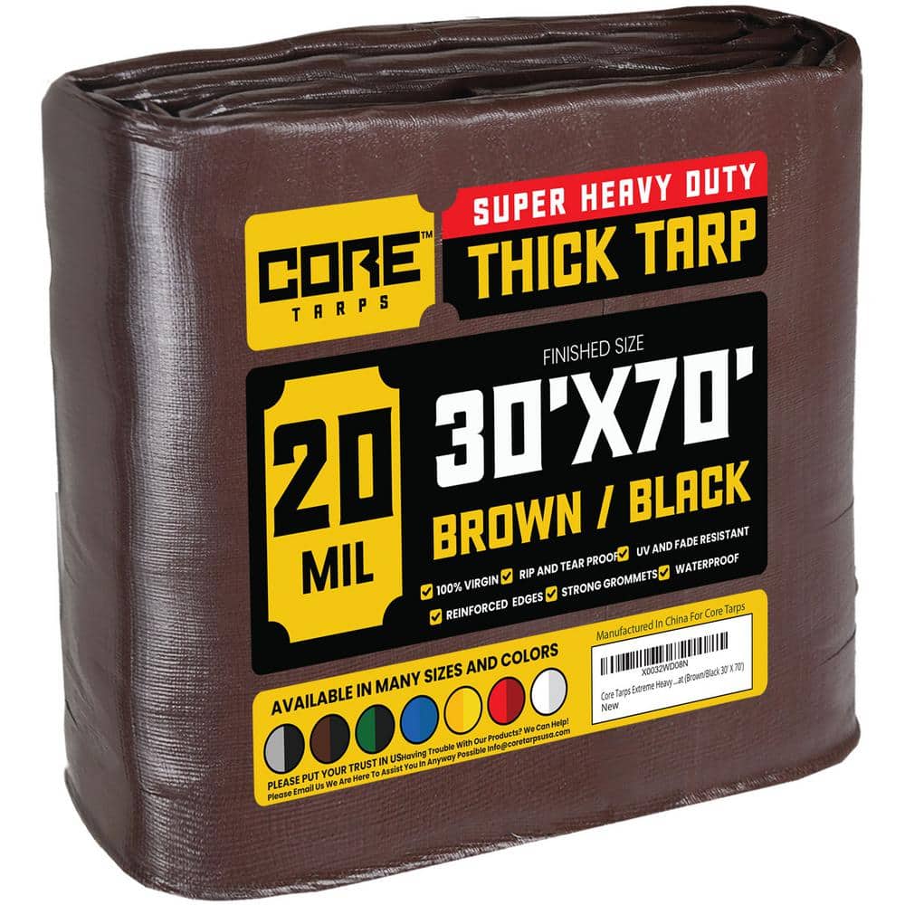CORE TARPS 30 ft. x 70 ft. Brown/Black 20 Mil Heavy Duty Polyethylene ...