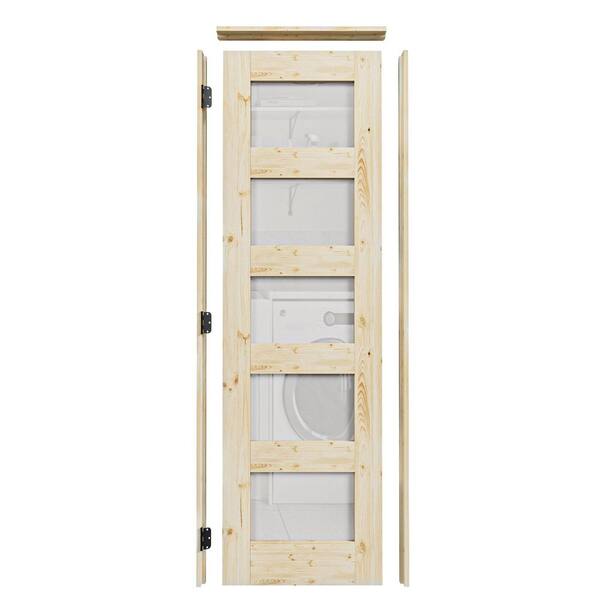 ARK DESIGN 24 in. x 80 in. 5-Lite Frosted Glass Right Unfinished Pine ...