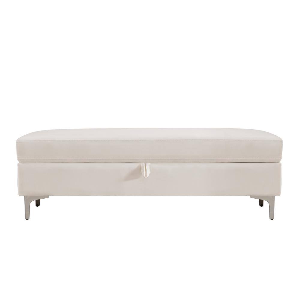 55.9X18.9X17.52 in.Fashion Multifunctional Ivory Bench Storage Ottoman ...