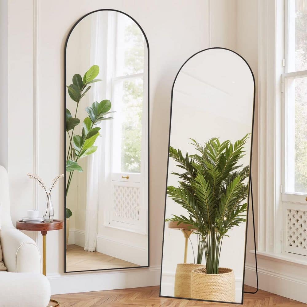 Relyblo 64 in. x 21 in. Full Length Arched Top Wall Mount Bathroom ...