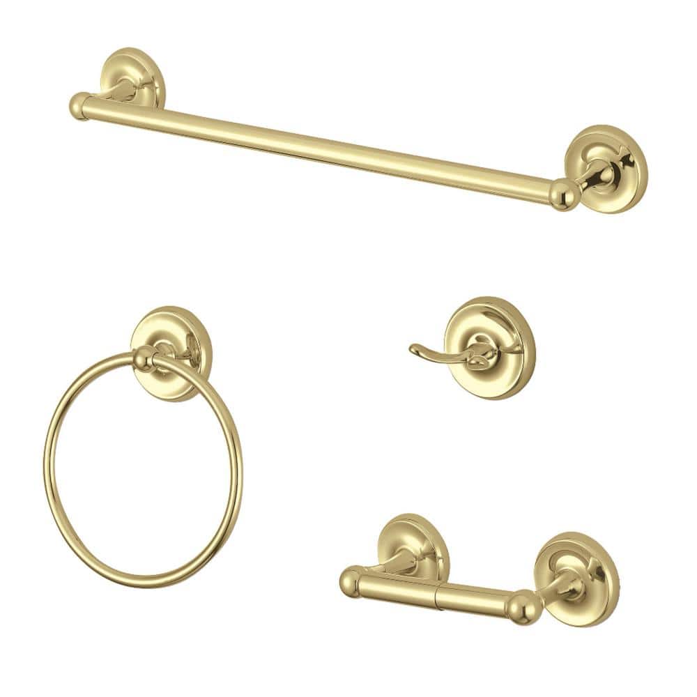 Kingston Brass Traditional 4-Piece Bath Hardware Set in Polished Brass ...