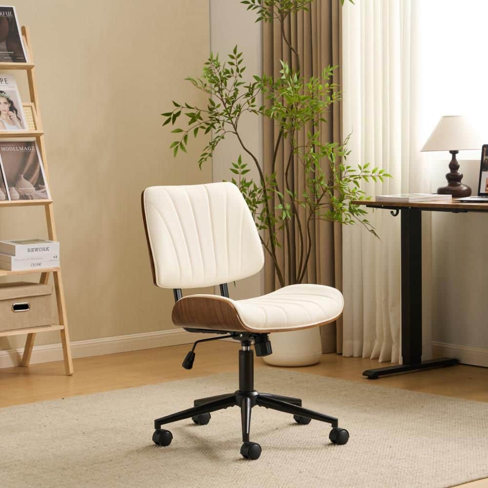 Karl home PU Leather Fabric Trapezoid Curved Adjustable Height Swivel ...