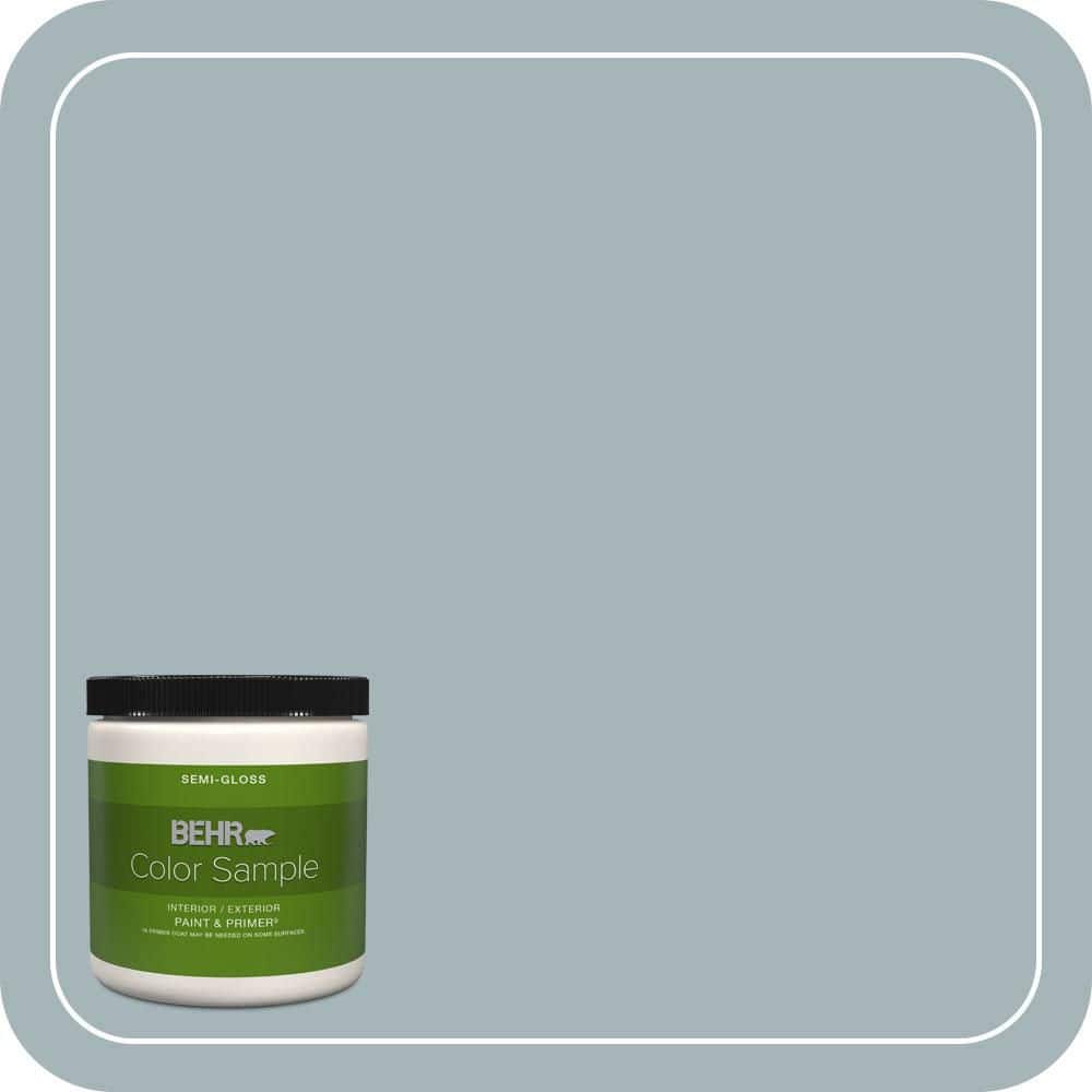 BEHR PREMIUM PLUS 8 oz. #ECC-22-2 Bay View Semi-Gloss Interior/Exterior ...