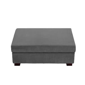 Uixe 42 in. Gray Corduroy Fabric Rectangle Ottoman with Wood Legs FOP ...