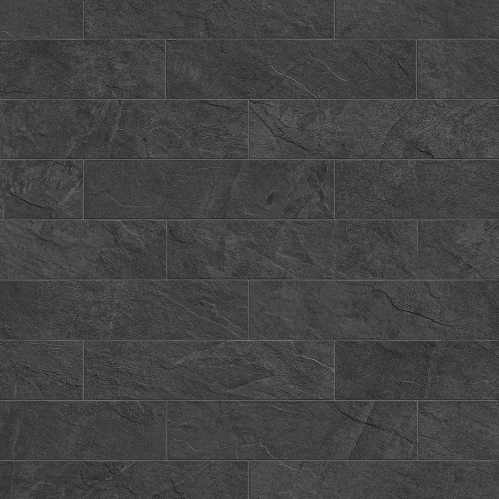 Corso Italia Slate Black Matte 3 in. x 12 in. Stone Look Porcelain ...