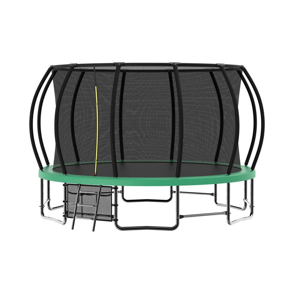 Boosicavelly 15 ft. Green Galvanized Anti-Rust Outdoor Round Trampoline ...