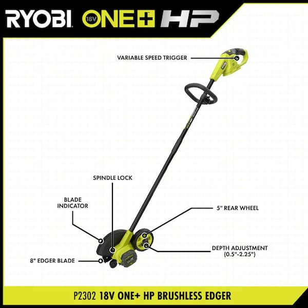 RYOBI ONE+ HP 18V Brushless Edger (Tool Only) P2302BTL - The Home Depot