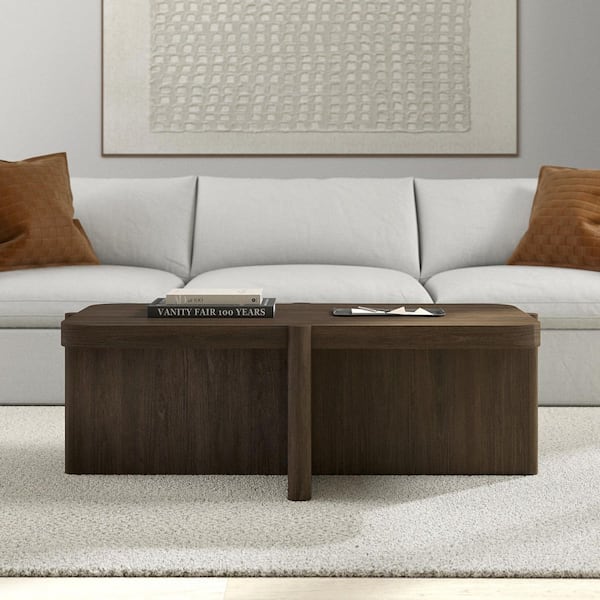 Meyer&Cross Laguna 45 in. Brown Oak Rectangle MDF/Hollow Core Board Top Coffee Table CT2464 ...
