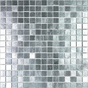 Apollo Tile Altin 4" x 6" Glossy Shimmer Flint Silver Glass Mosaic ...