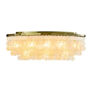 ALOA DECOR 25.6 in. 6-Light Coastal Natural Capiz Shell Tiered Flush ...