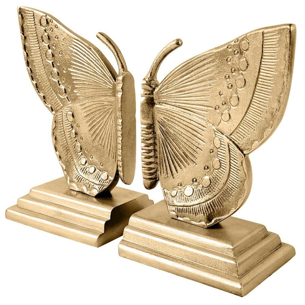 Brass Metal Decorative Butterfly Bookends, Heavy Sturdy Cast Iron Book ...