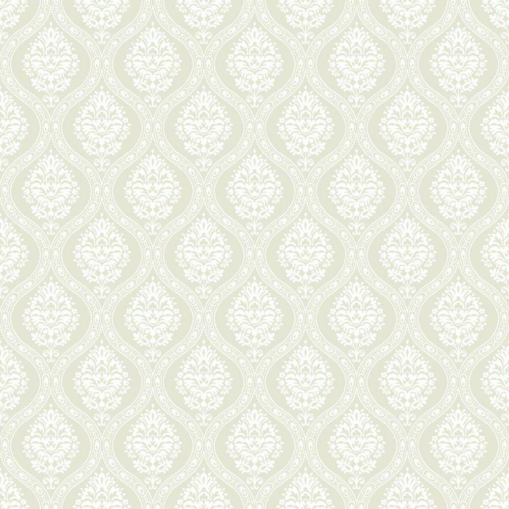 York Wallcoverings 56 sq ft. Beige Petite Ogee Pre-Pasted Wallpaper ...