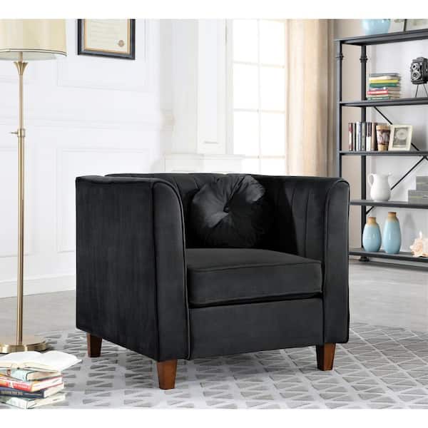 US Pride Furniture Lowery Velvet Kitts Classic Black Chesterfield Chair S5530 C