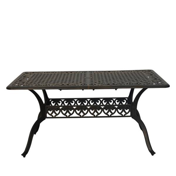 Clihome 59 In Cast Aluminum Patio Rectangular Dining Table With