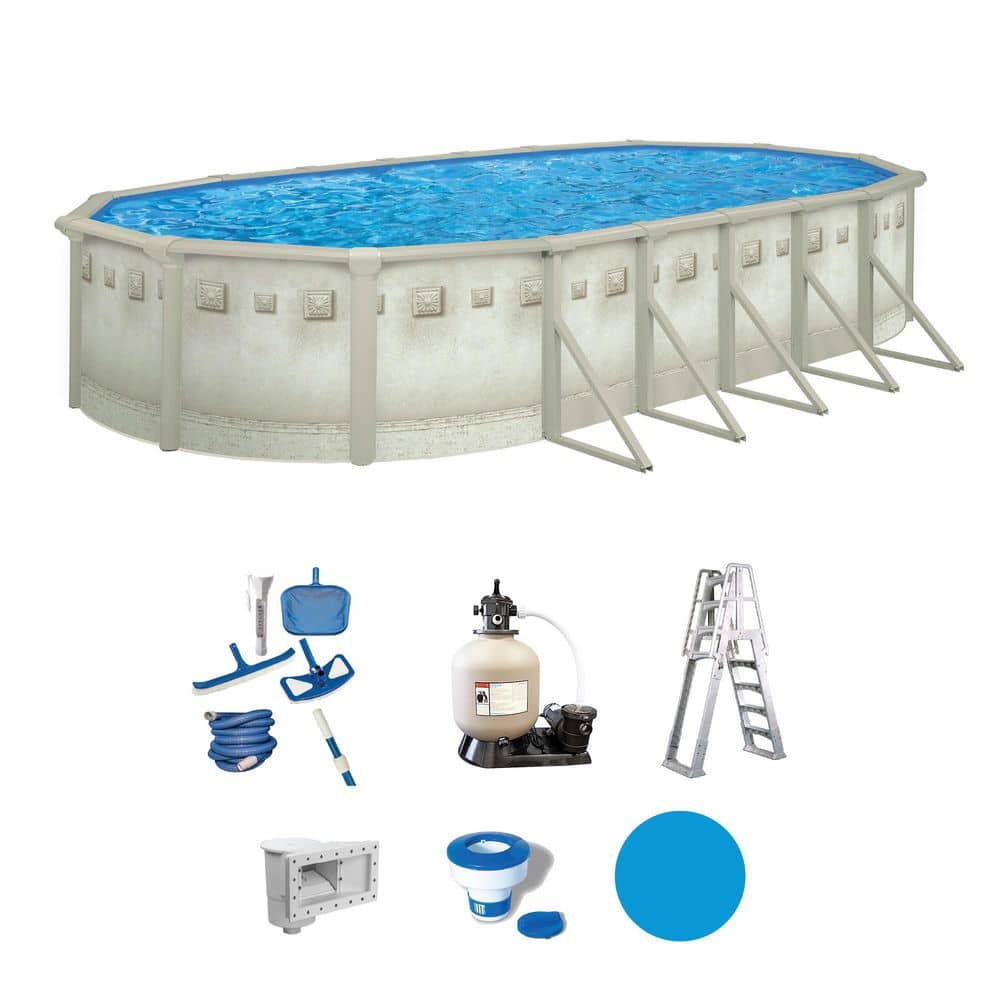 AQUARIAN Palisades 16 ft. x 32 ft. Oval 52 in. Deep Above Ground Hard ...