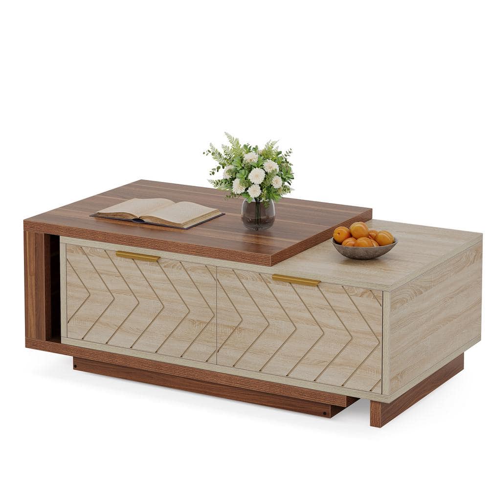 Reviews for BYBLIGHT Kerlin 42.13 in. Walnut & Oak Extendable Coffee ...