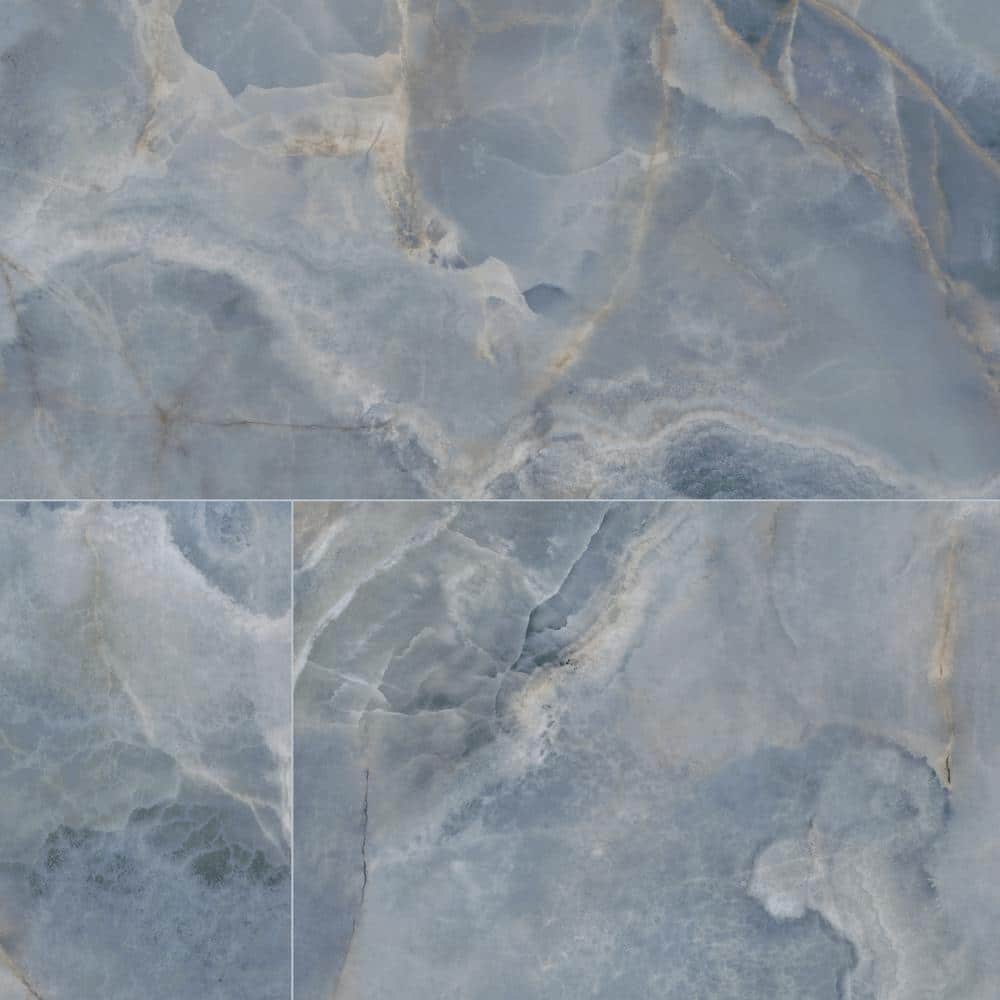 MSI Take Home Tile Sample-Aura Blue 4 in. x 4 in. Polished Porcelain ...