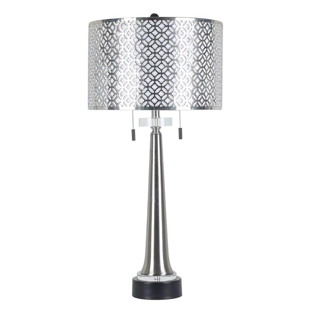 StyleCraft Silver Table Lamp with Gray Linen Shade 33 in. L334012DS ...