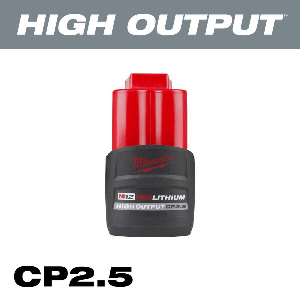 Milwaukee M12 12V Lithium-Ion CP High Output 2.5 Ah Battery Pack 48-11 ...