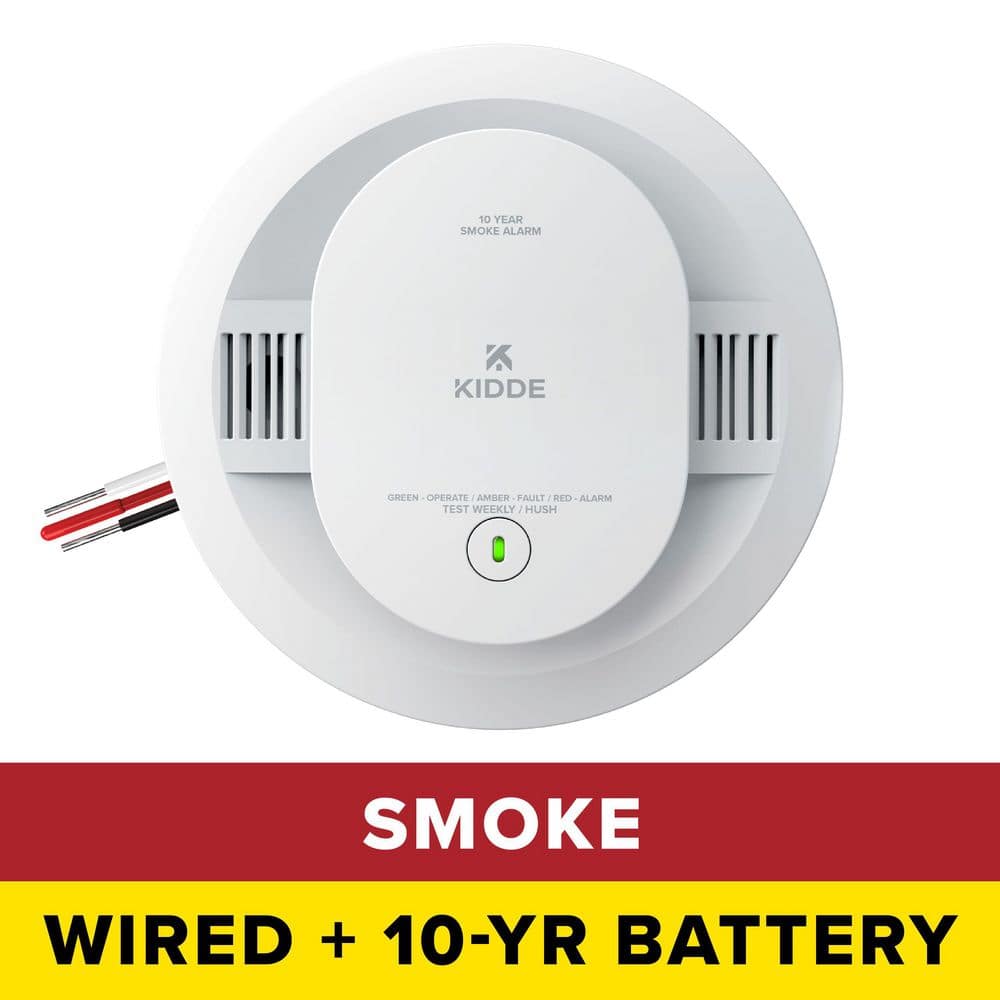 Kidde Hardwired Smoke Detector with 10-Year Battery Backup, Voice ...