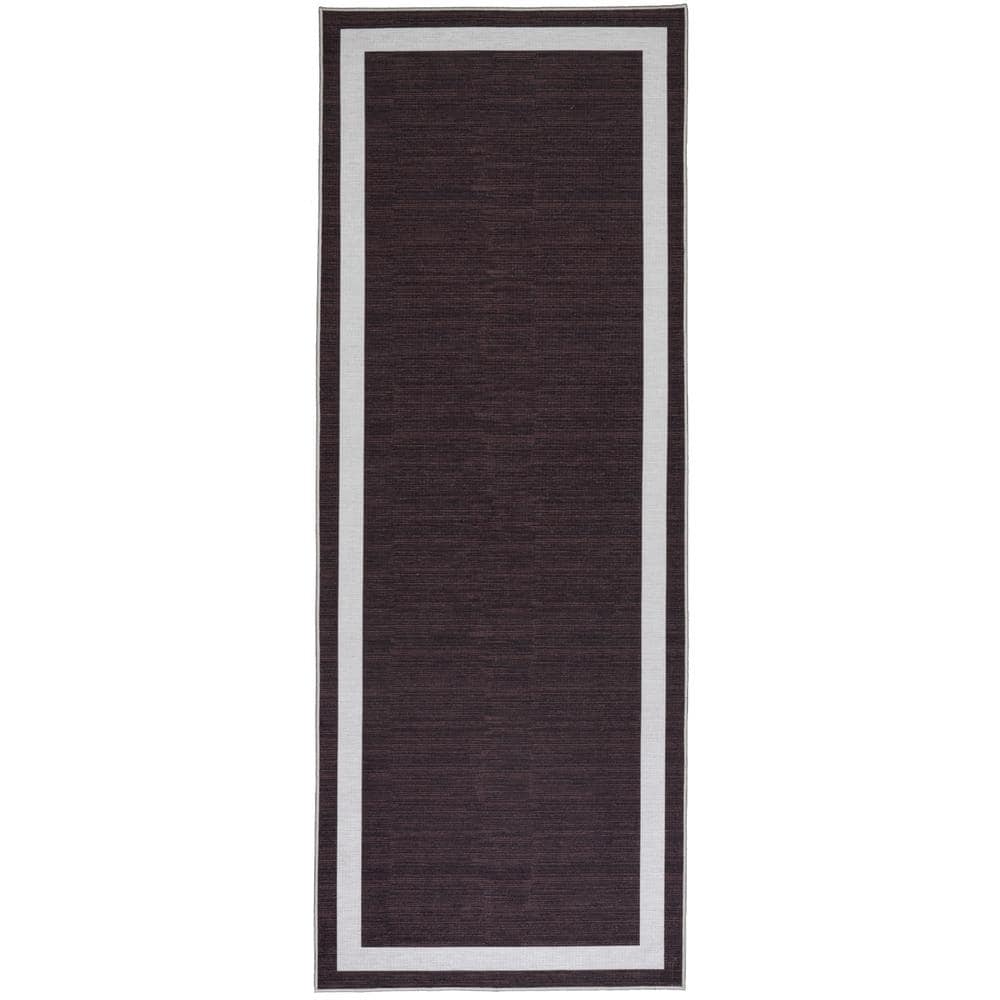 PLAYA RUG Everest Brown Creme 2 ft. 8 in. x 8 ft. Machine Washable ...