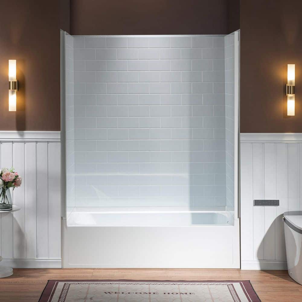 WOODBRIDGE 60 in. L x 32 in. W x 81 in. H Alcove Bathtub and 4-Piece ...
