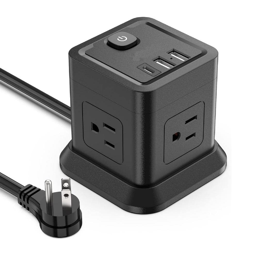 Vrbgify 5 Feet Power Cord Desktop Charging Station Power Strip with USB ...