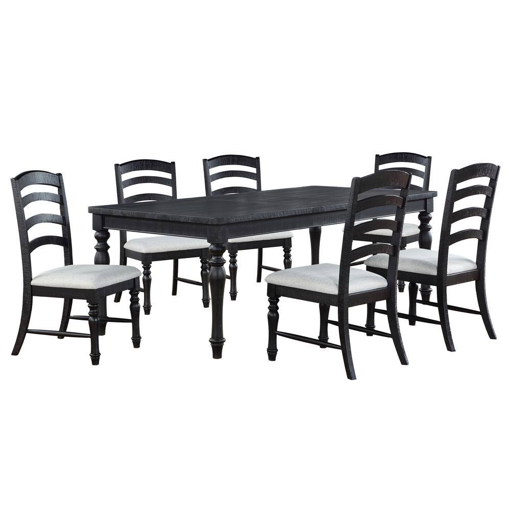 Steve Silver Odessa 6-Piece Black Wood Dining Set with 4 Ladder Back ...