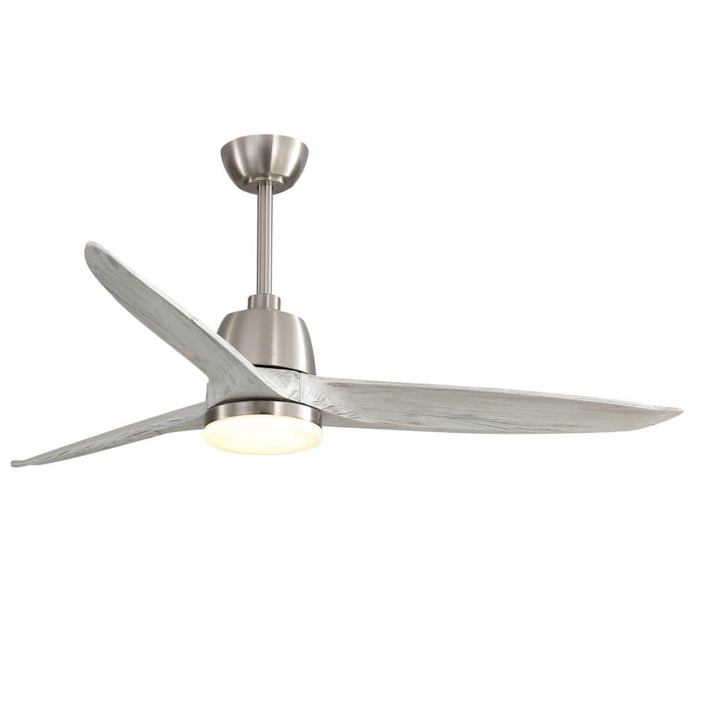 TYCOLIT 56 in. Integrated LED Indoor Nickel Smart Ceiling Fan Light ...