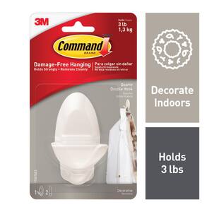 Command Medium Quartz Double Hook (3-Piece per Pack) 17087QES - The Home Depot
