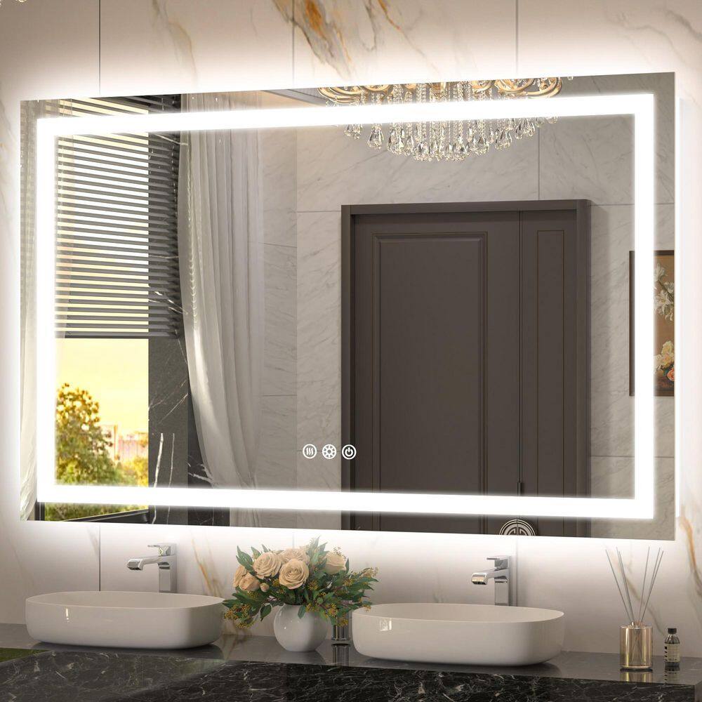 TETOTE 48 in. W x 30 in. H Rectangular Frameless LED Lighted Wall ...
