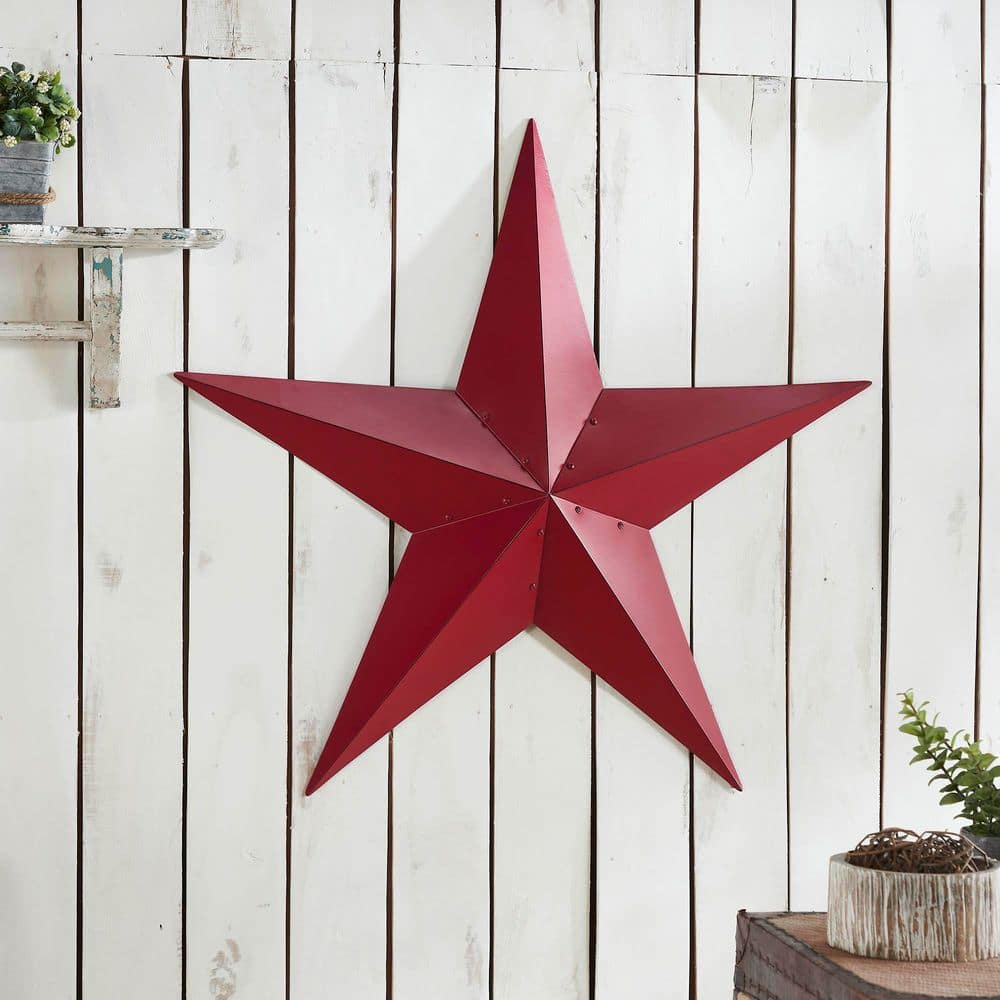 VHC BRANDS 1-Piece 36 in. x 36 in. Red Distressed Metal Star Wall Decor ...