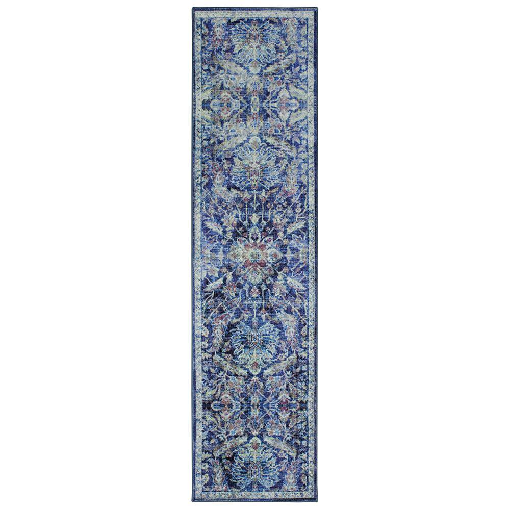Mohawk Home Elizabeth Medium Blue 2 ft. x 8 ft. Distressed Runner Rug ...