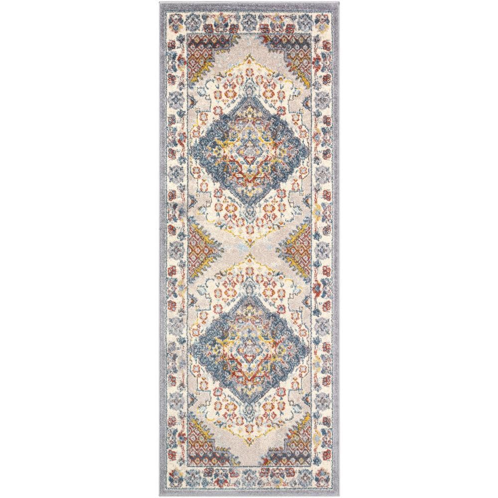 Livabliss Chandi Blue/Orange 2 ft. 7 in. x 7 ft. 3 in. Runner Rug ...