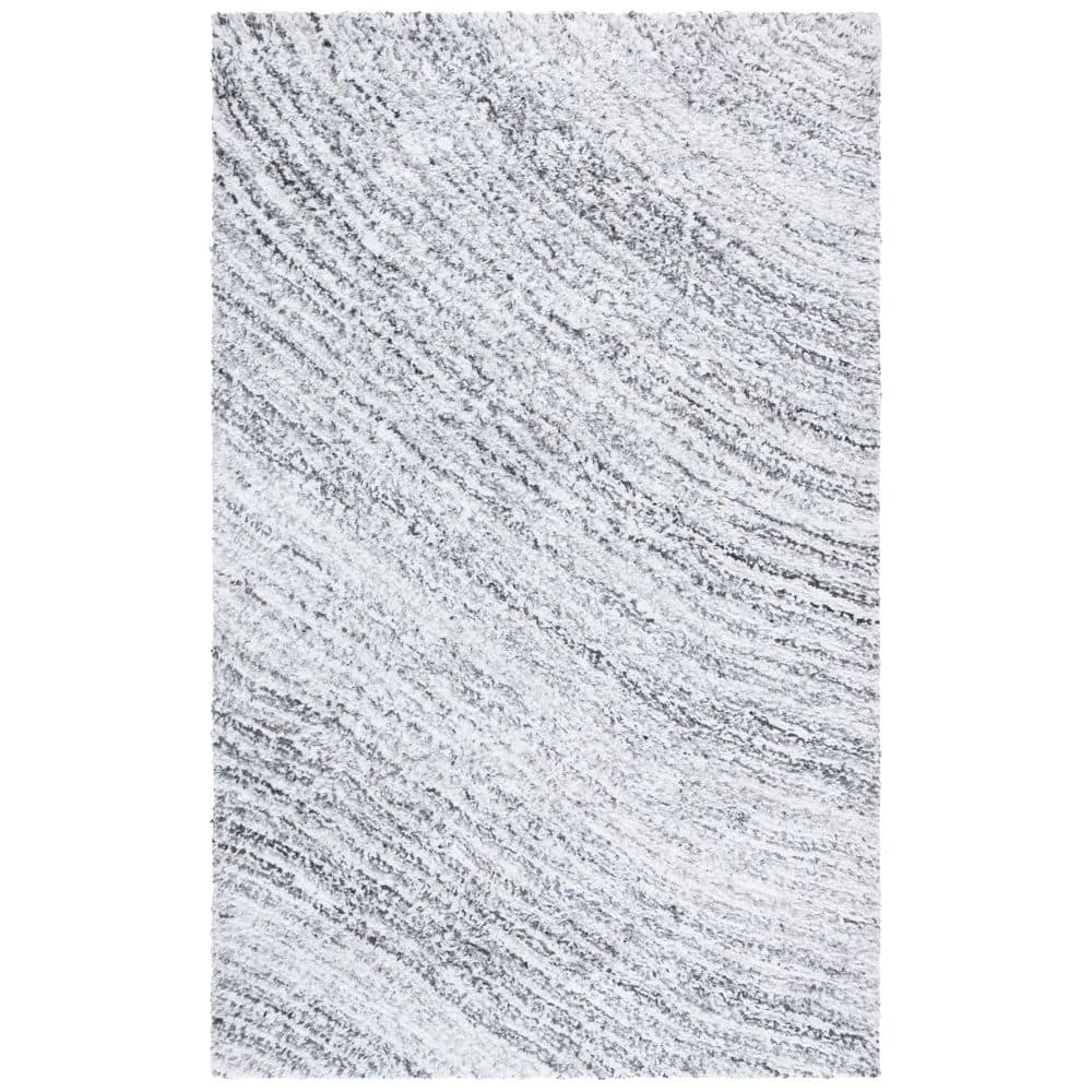 SAFAVIEH Glory Shag 9 ft. x 12 ft. Ivory/Gray Abstract Wavy Area Rug ...