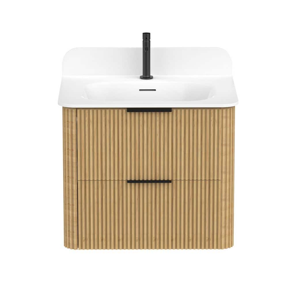 LANDOLT CosmicSky 24 in. Single Sink Floating Bath Vanity in Golden Oak ...