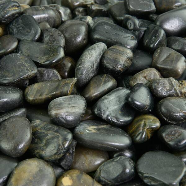Yard Elements 0.125 cu. ft. 2 in. - 3 in. 10 lbs. Black Polished Rock ...