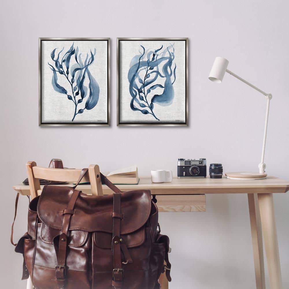 Stupell Industries Fluid Blue Herbs by Carol Robinson 2 Piece Gray ...