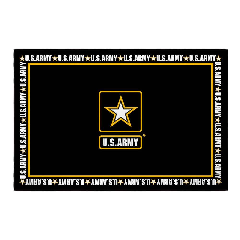 Ottomanson Black/Yellow 3 ft. x 5 ft. Man Cave Bedroom US ARMY Logo ...