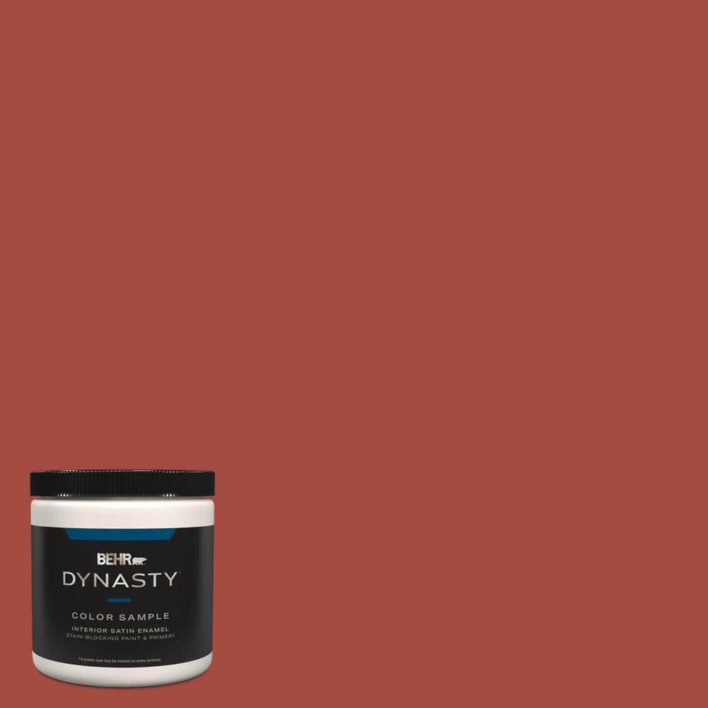 BEHR DYNASTY 8 oz. #170D-7 Farmhouse Red Satin Enamel Stain-Blocking ...