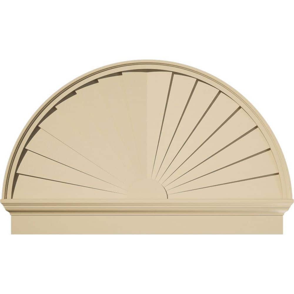 Ekena Millwork 46-in W x 29-3/4-in H x 2-3/4-in P Half Round Sunburst ...