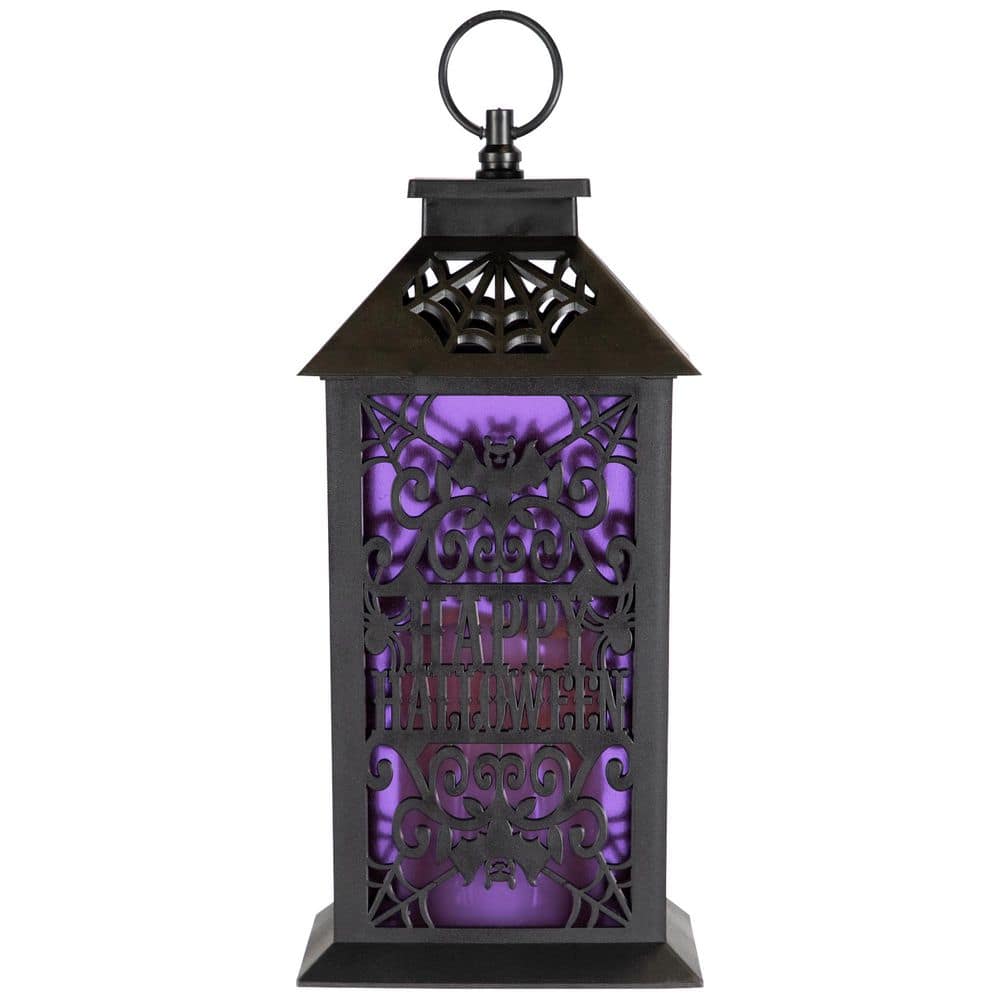 Northlight LED LIghted Bats "Happy Halloween" Candle Lantern-11"-Black ...