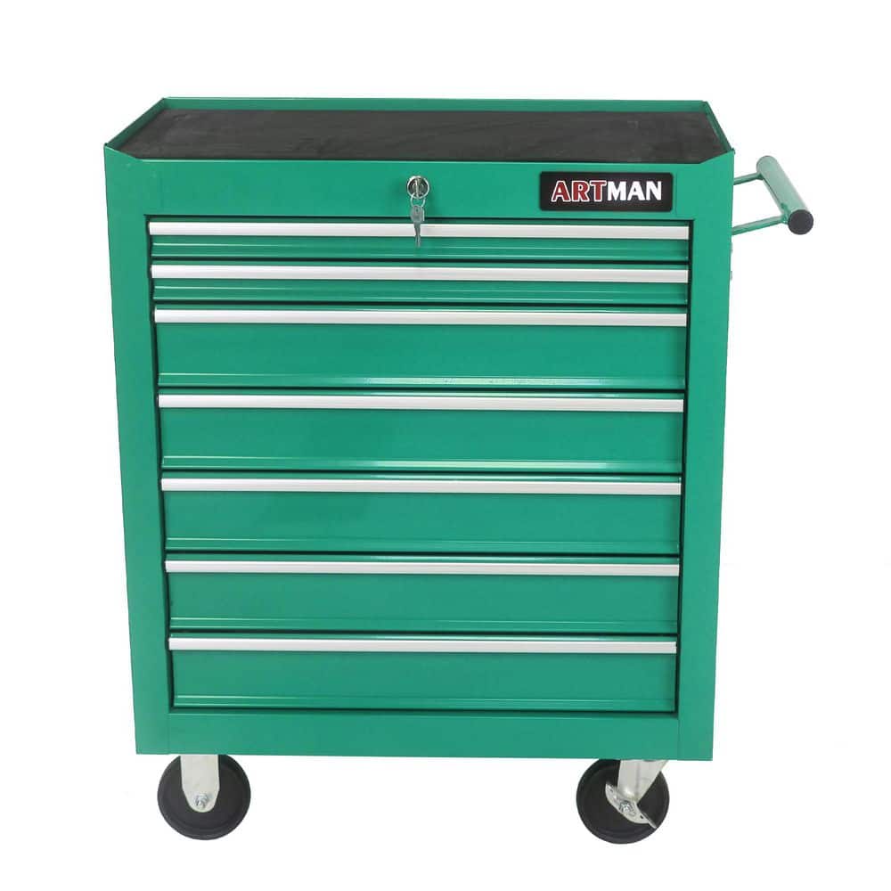 Sudzendf Green Metal 7-Drawer Multi-Function Tool Cart, Workshop Tool ...