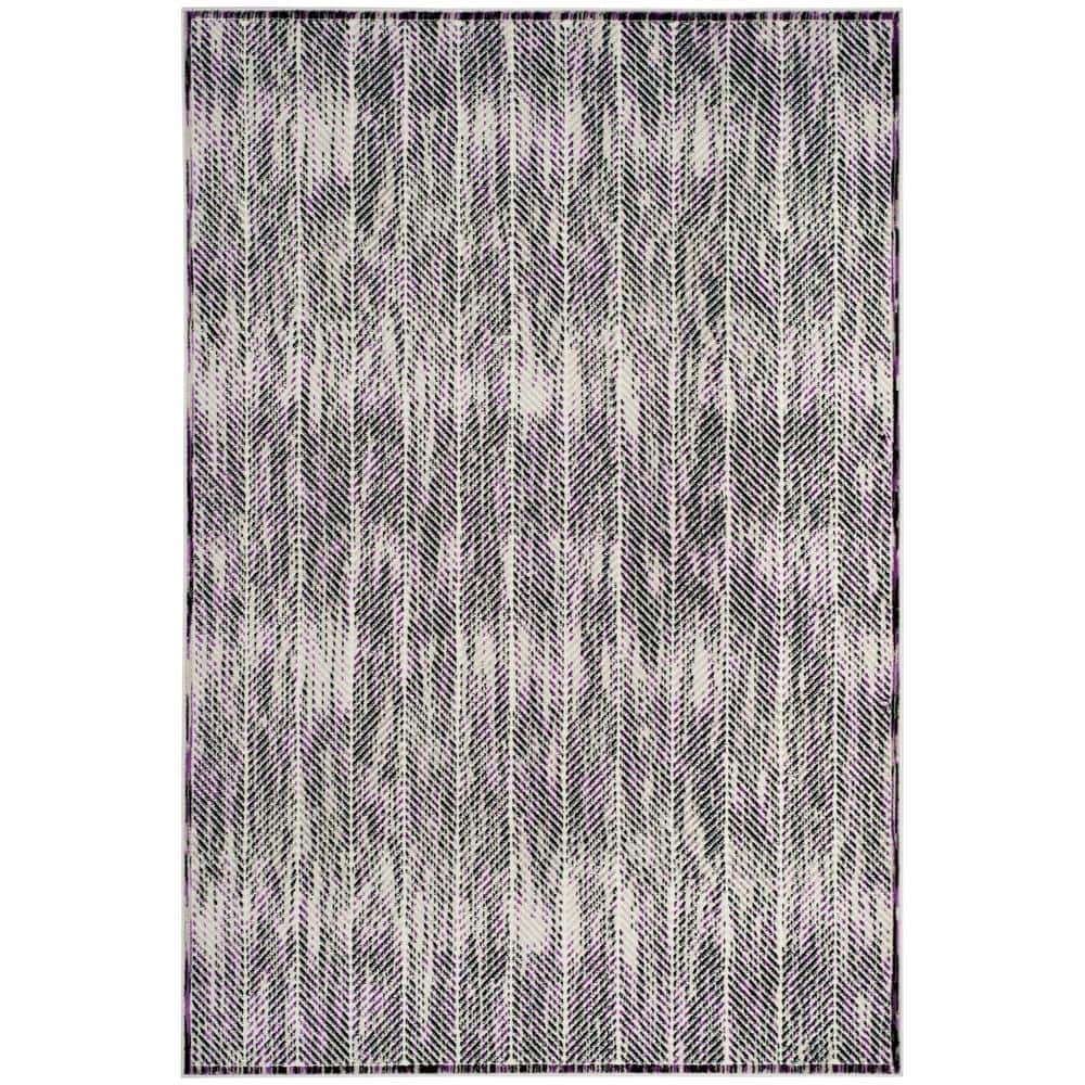 SAFAVIEH Skyler Gray/Purple 8 ft. x 10 ft. Border Area Rug SKY194R-8 ...