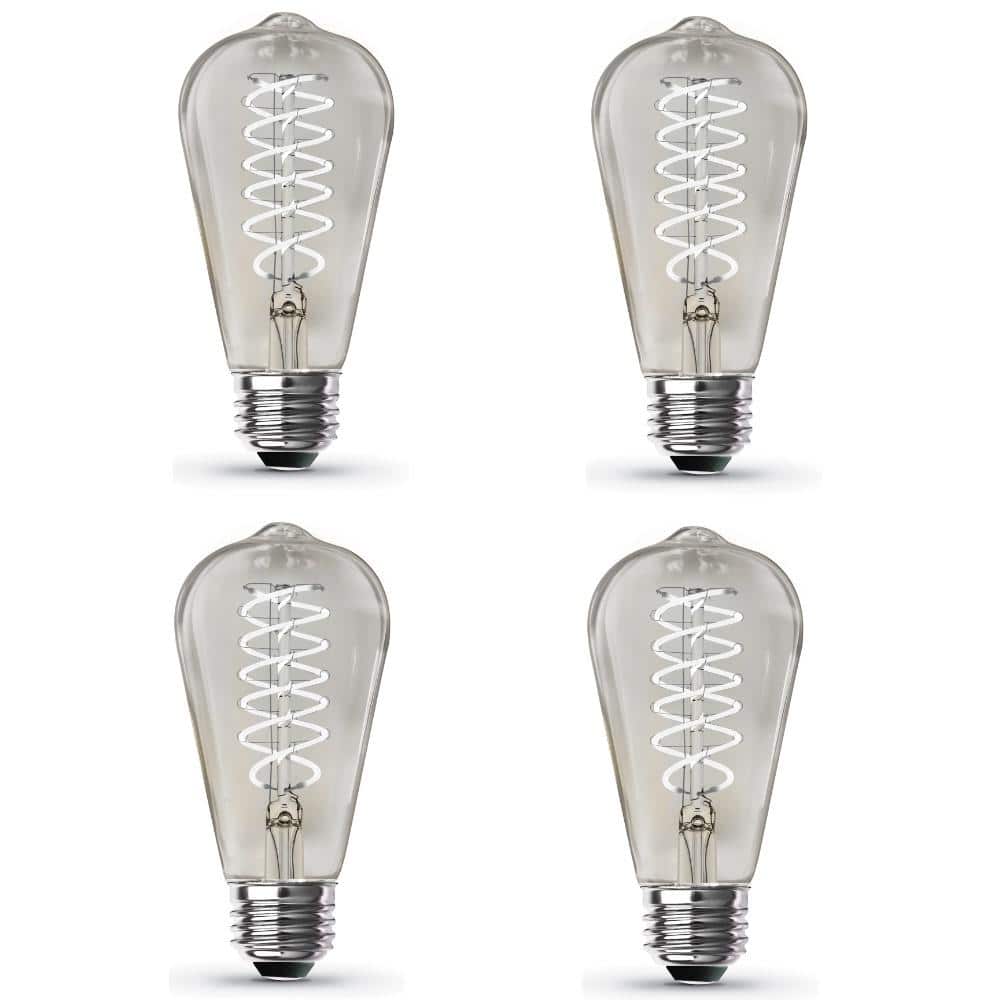 Feit Electric 60-Watt Equivalent ST19 Dimmable Spiral Filament Clear ...